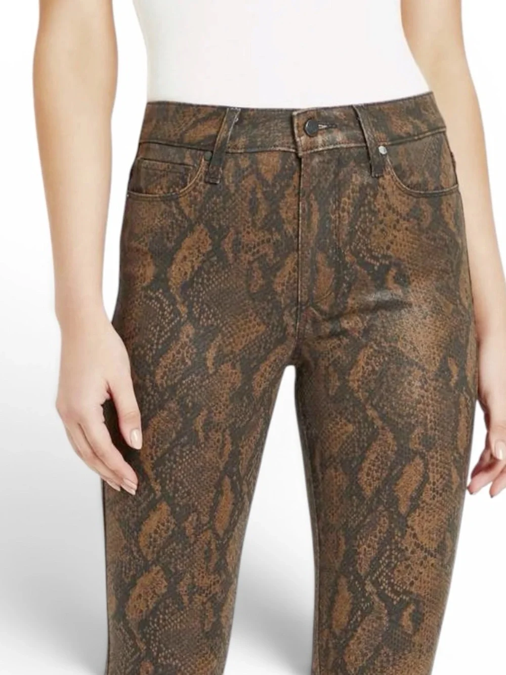 PAIGE | Jeans | Paige Hoxton Ultra Skinny Jean In Coated Brown Snake ...